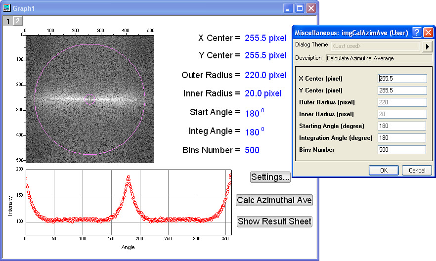 Azimuthal Average Tool - File Exchange - OriginLab